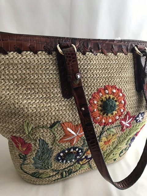 NWT Brahmin Romina Natural Le Jardin Straw Large Tote | eBay