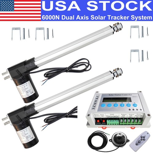 Solar Tracking Tracker W/ 6000N 16" Linear Actuator Dual Axis LCD Controller Kit | eBay