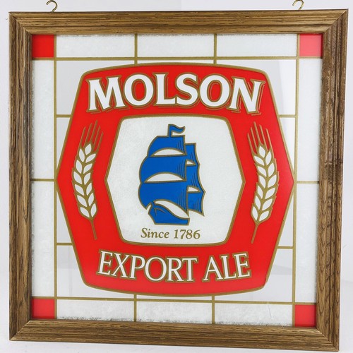 Vintage MOLSON EXPORT ALE SINCE 1786 framed faux stained glass beer ...
