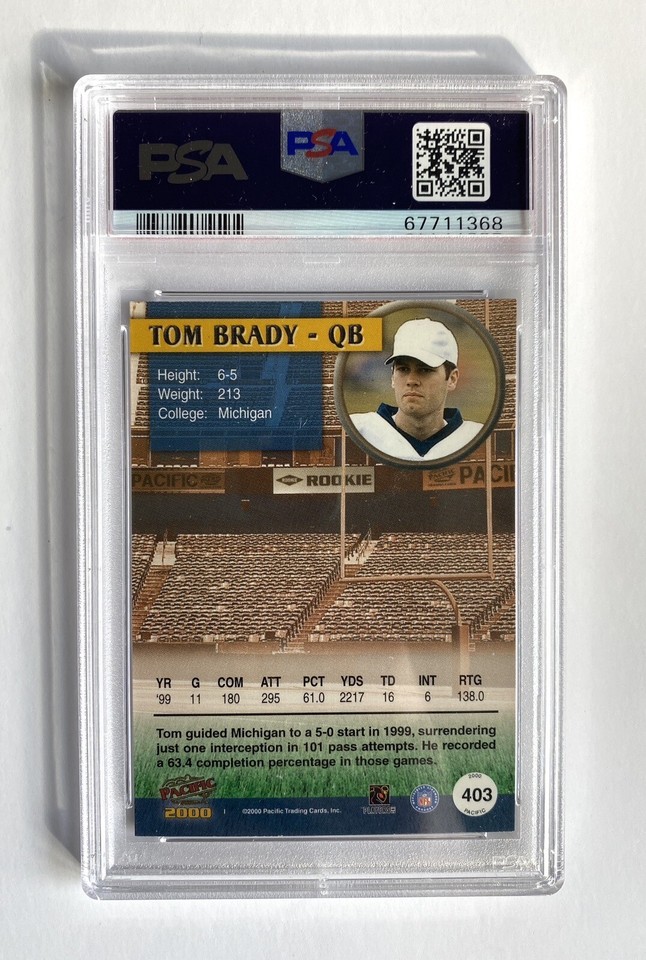 2000 Pacific TOM BRADY ROOKIE Football Card #403 Patriots RC PSA 8 | eBay