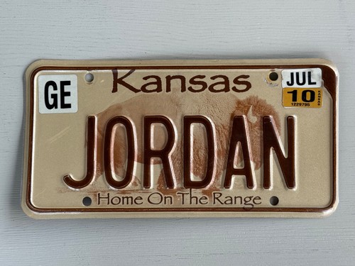 Kansas Personalized Vanity License Plate Tag JORDAN 2010 Geary County ...
