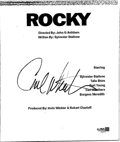 Carl Weathers Rocky Apollo Creed Signed Autographed Script Cover Sheet ...