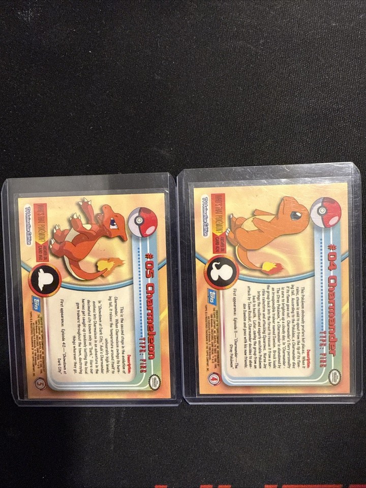 1999 Pokemon Topps Blue Logo Charmander #04 Holo Foil And #5 Charmeleon ...