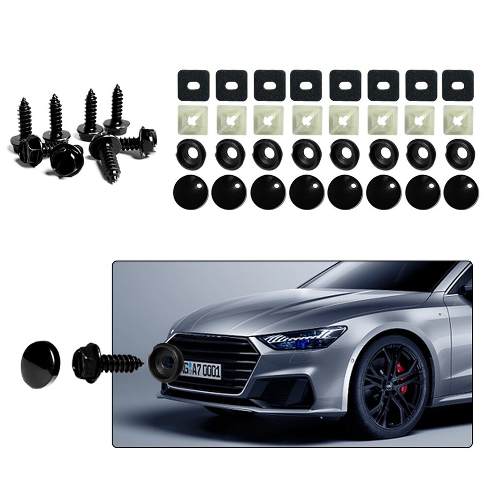 License Plate Frame Screws Stainless Steel Bolts Caps Car Fasteners Kit ...