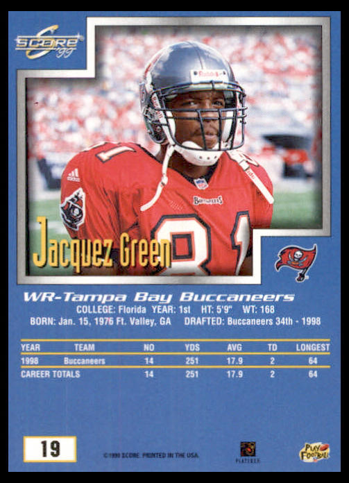 1999 Score #19 Jacquez Green Tampa Bay Buccaneers Football Card | eBay