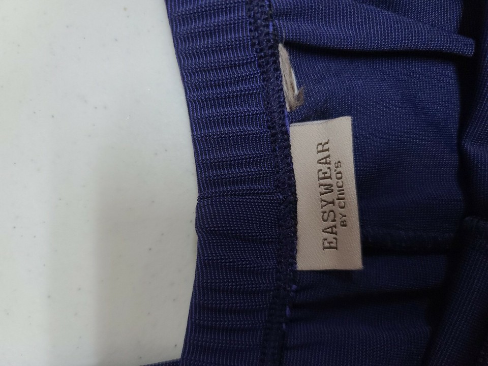 Easywear by Chicos Blue Slink Stretch Elastic Waist Cropped Slim Pants ...