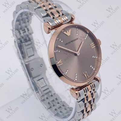 New In Box Emporio Armani AR1840 Two Tone Gianni Stainless Steel Ladies ...