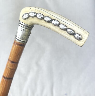 Vintage Antique Sterling Silver Monogrammed Bamboo Fancy Walking Stick ...