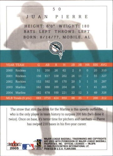 2005 Flair Baseball Card #50 Juan Pierre | eBay