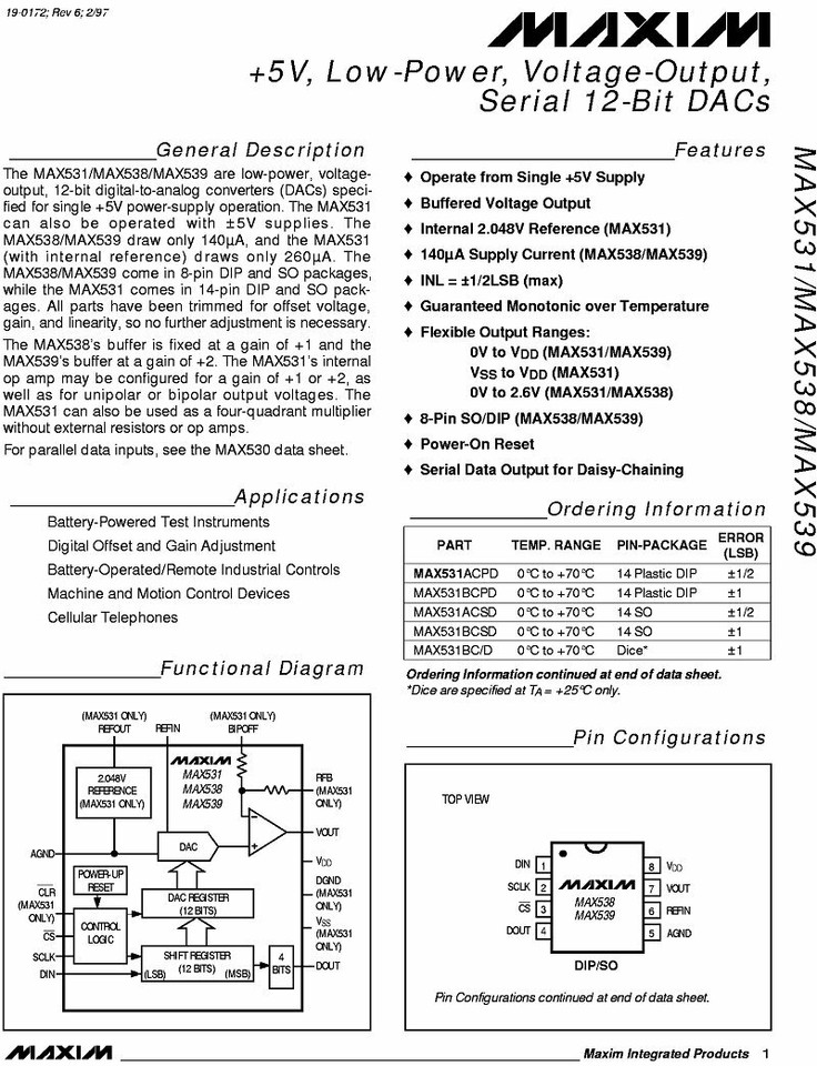 MAXIM MAX1232 MAX187 MAX233 MAX517 MAX531 MAX690 MAX691 MAX703 MAX813 ...