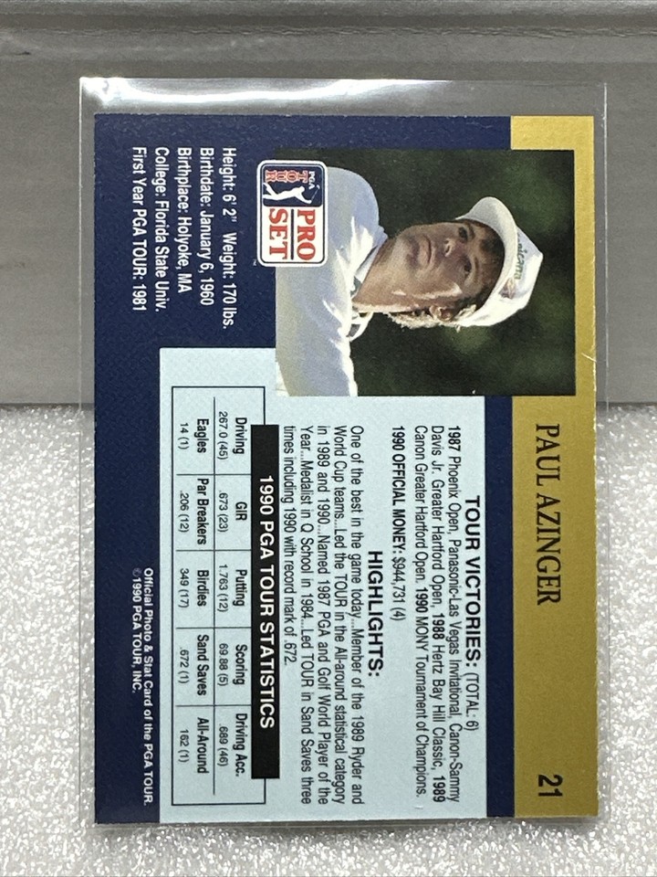 Paul Azinger #21 1990 Pro Set PGA Tour Golf Special Inaugural | eBay