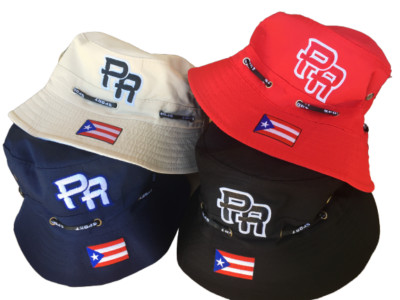 Bucket Hat, Fishing Hat, with Puerto Rico initials and flag. Small ...
