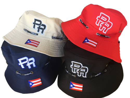 Bucket Hat, Fishing Hat, with Puerto Rico initials and flag. Small ...
