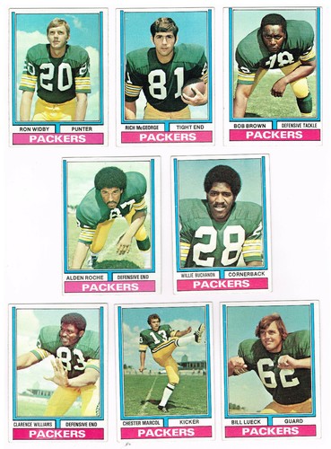 1974 Topps Football GREEN BAY PACKERS 8 cards lot BUCHANAN Marcol Roche ...