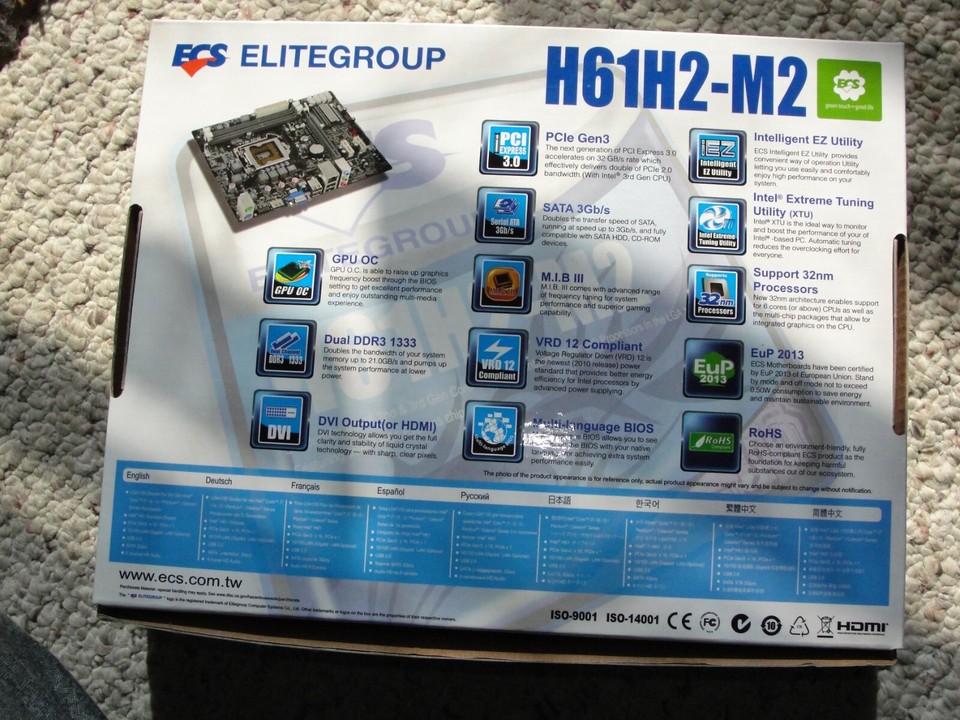 ECS H61H2-M2 V 1.0 Motherboard for Intel LGA 1155 - NEW | eBay