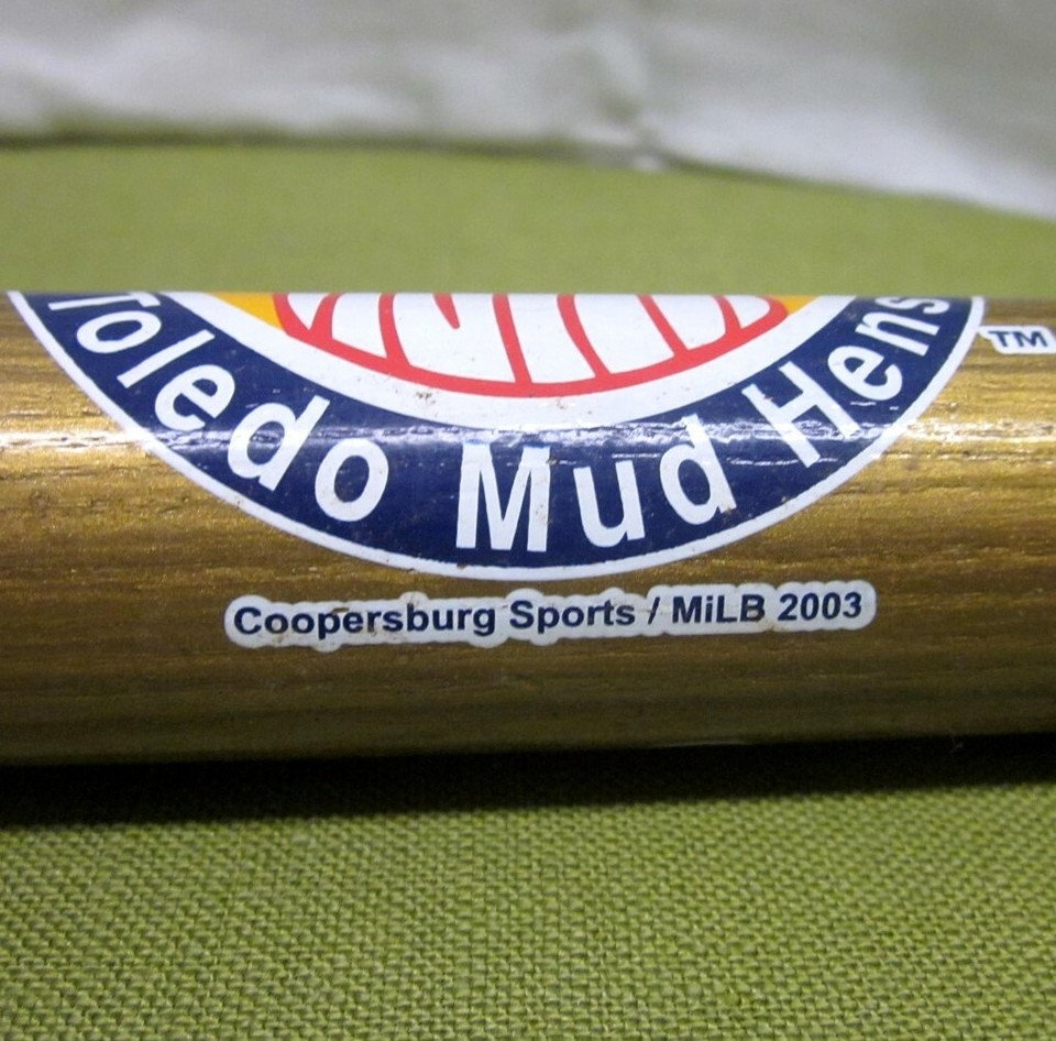 TOLEDO MUD HENS mini baseball bat Muddy logo Coopersburg Sports gold ...