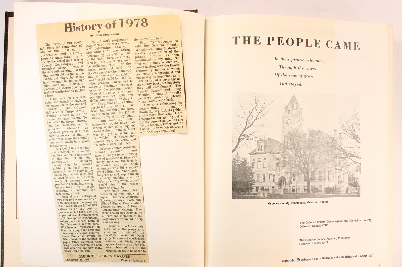Osborne County Kansas 1977 Family History Book Alton Downs Natoma ...