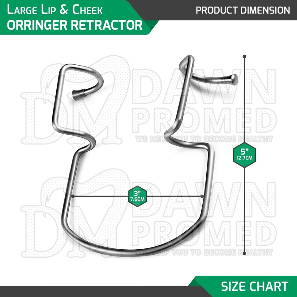3 Pcs Orringer Cheek Retractor Small, Medium & Large Mouth Opening Oral ...