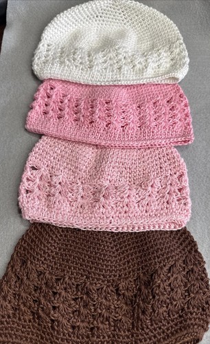 Crocheted Baby/Girl Hats With Elastic At Edge New Set Of 4 NEW | eBay