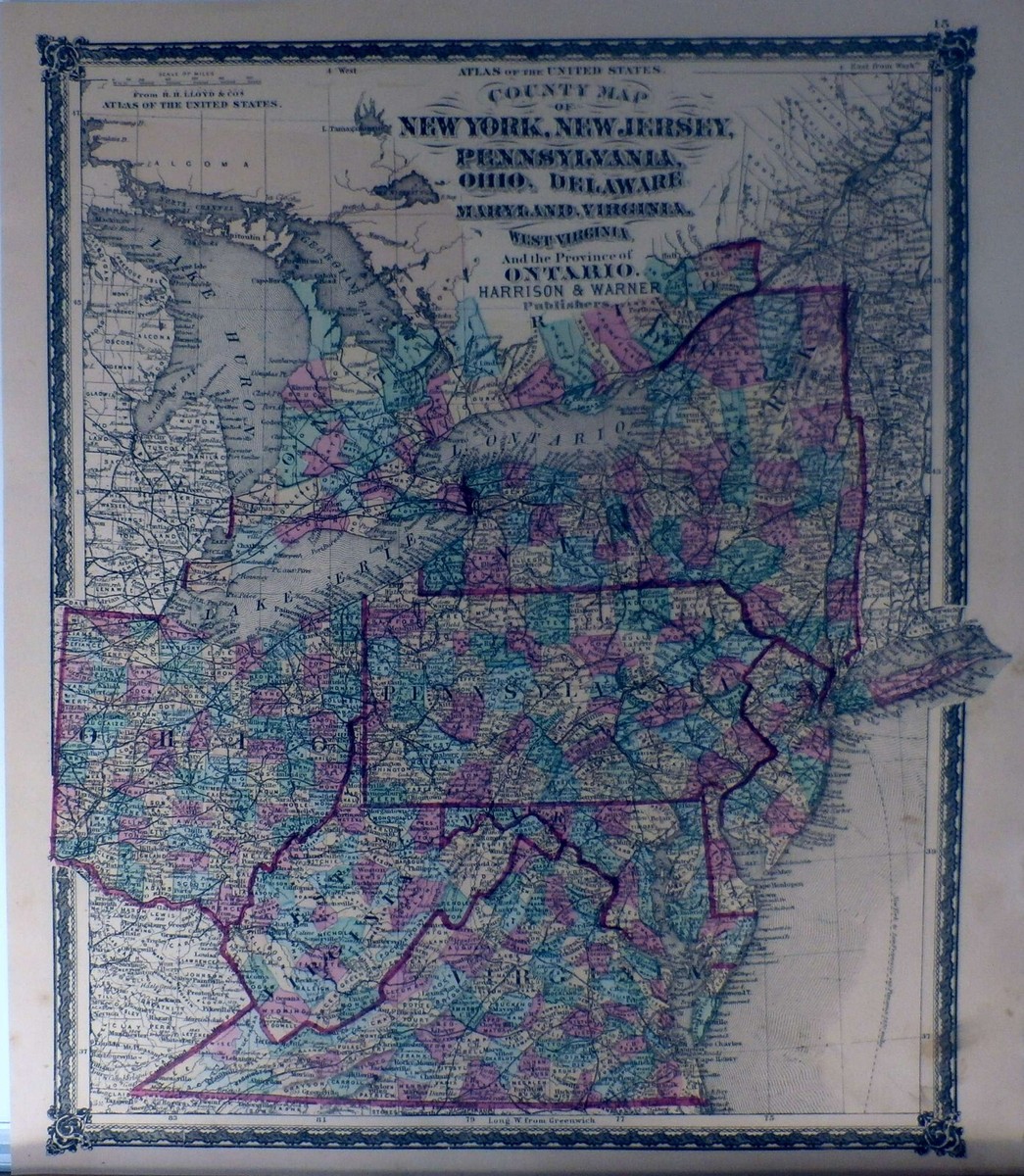 New York And Pennsylvania County Map