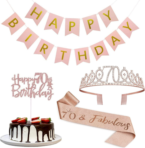 Happy 70Th Birthday Gifts for Women, Including 70Th Birthday Crown ...