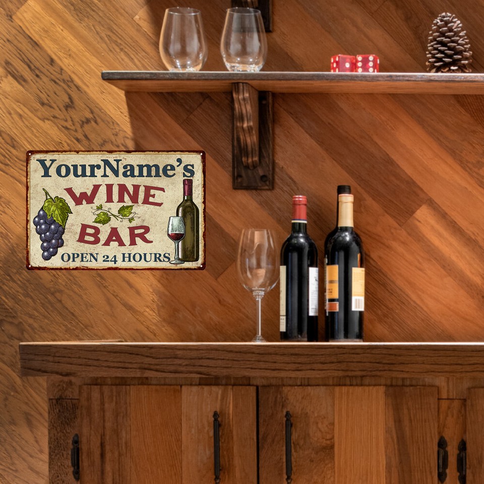 Personalized Rustic Wine Bar Sign Wall Décor Kitchen Gift She Shed ...