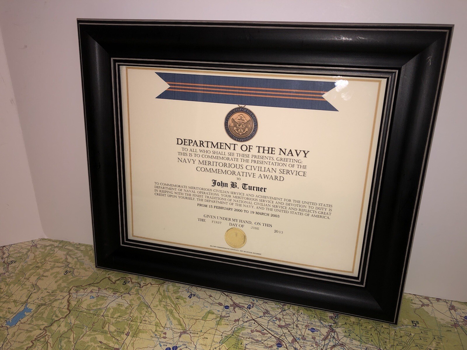 NAVY MERITORIOUS CIVILIAN SERVICE COMMEMORATIVE AWARD CERTIFICATE ...