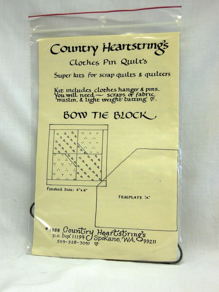 Country Heart Strings - 'Bow Tie Block' Quilt Block with Wire Hanger | eBay