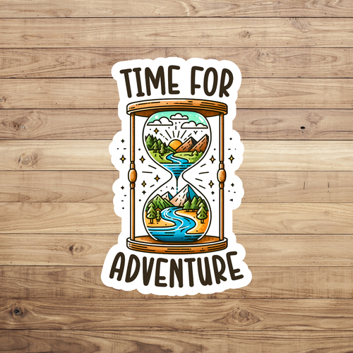 Time for adventure sticker vinyl decal hourglass nature hiking outdoor ...