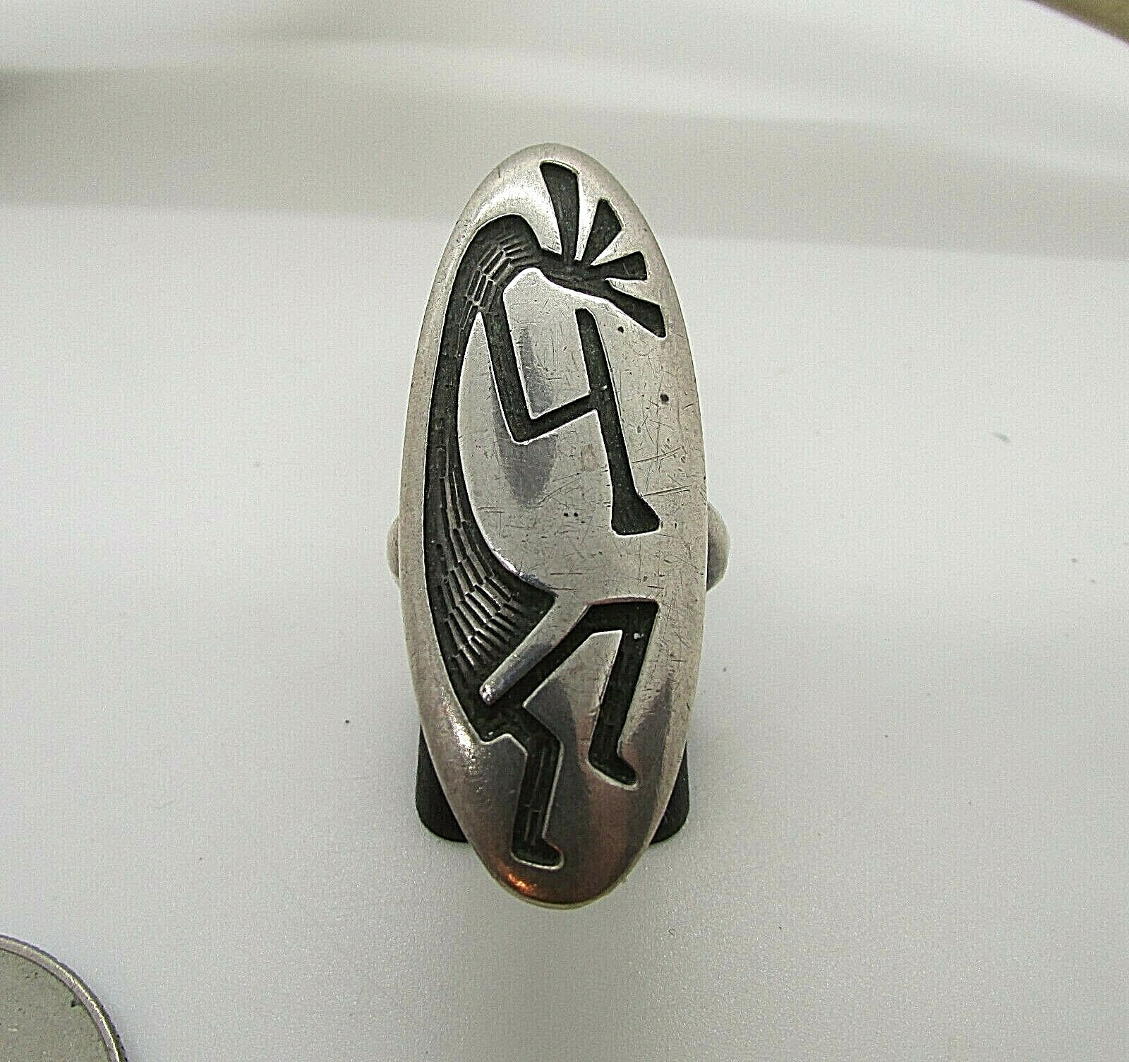 VINTAGE SOUTHWEST HOPI KOKOPELLI RING BY STEVEN… - Gem