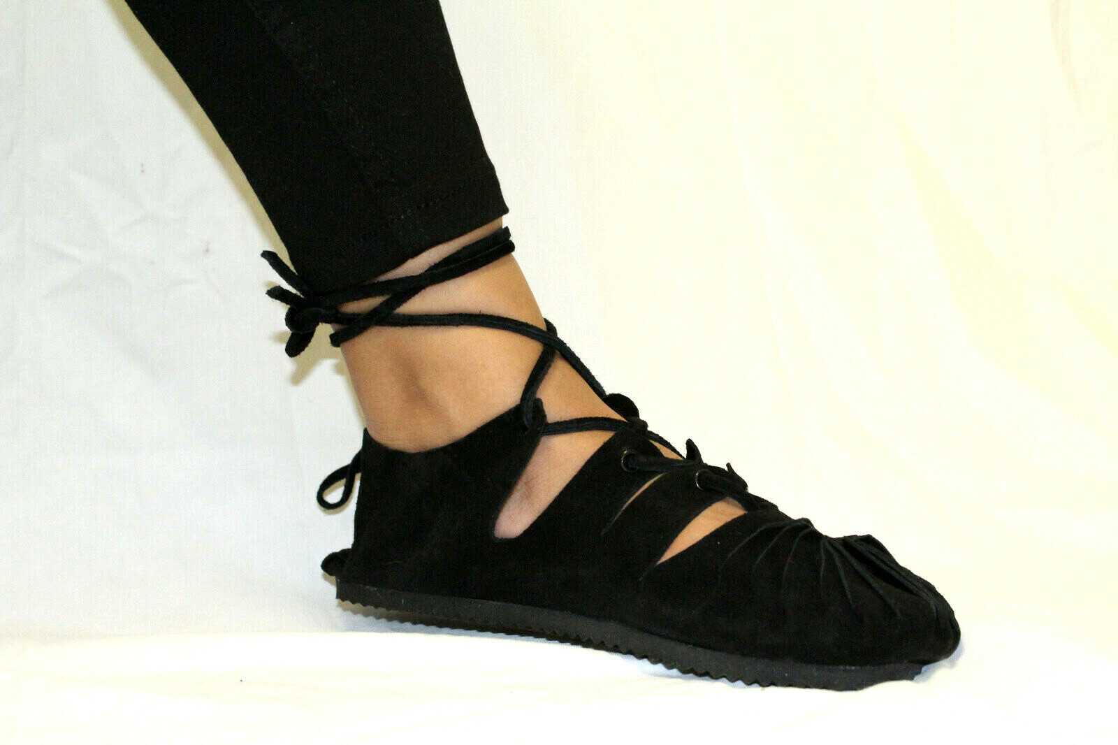 Ledersandale schwarz Gr.37 Mittelalter LARP römer Bundschuhe ...