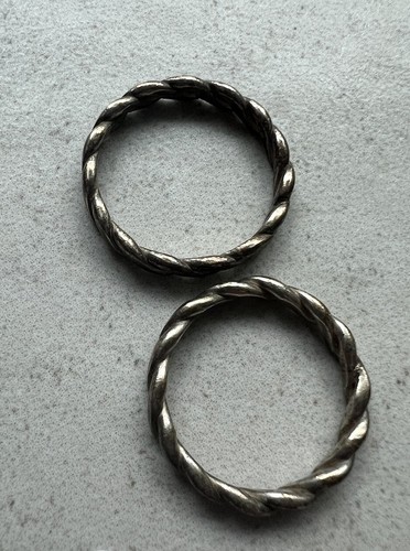 Lot 2 Twisted Rope Ring 925 Sterling Silver Wire Band Jewelry Sz 7 + 8. ...