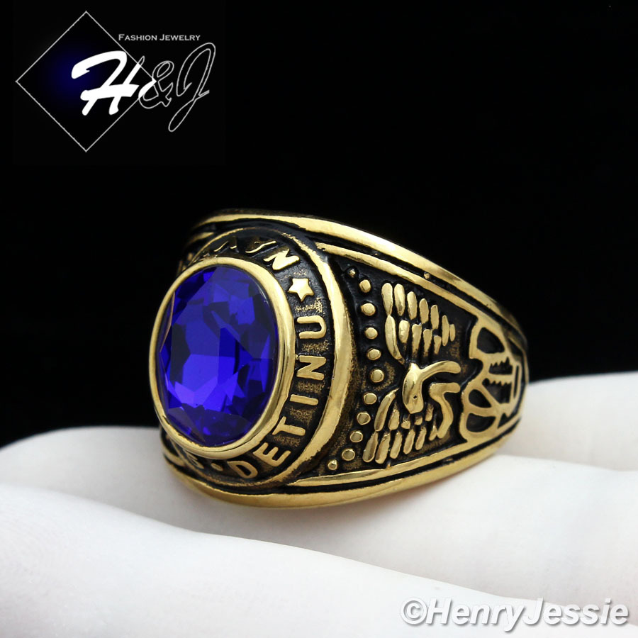 MEN Stainless Steel US Army/Navy Military Silver/Gold Plated Simulated ...