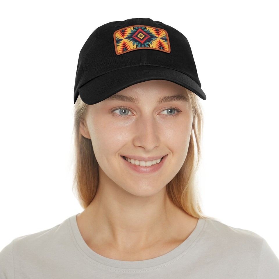 Dad Hat Faux Leather Patch Southwestern Navajo Pattern Native American ...