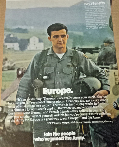 1977 print ad-US Army military SP4 William Morgan Baumholder Germany ...