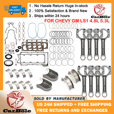 For Chevy GM LS1/LS6/LQ4/LQ9/4.8/5.3L 6.0L GEN III Engine Rebuild Kit ...