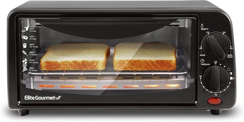 Gourmet Compact 2 Slice Toaster Oven with Timer & Temp Control, Black ...