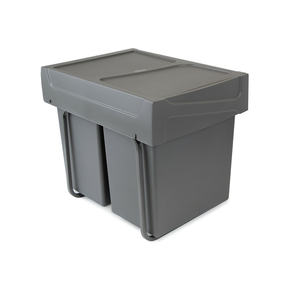 Grey Integrated Under Counter Large Kitchen Pull Out Bin 400mm Cabinet ...