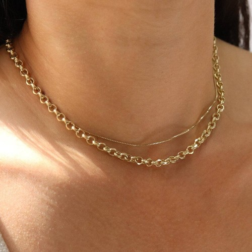 10K Yellow Gold 5 mm Round Rolo Link Chain Necklace All Sizes | eBay