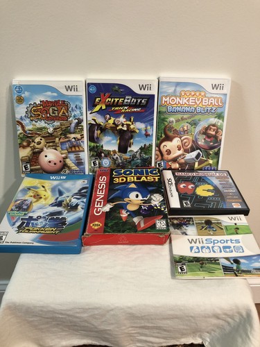 Game Lot Wii Sports Pokken Sonic 3D Blast Monkey Ball ExciteBots Marble ...