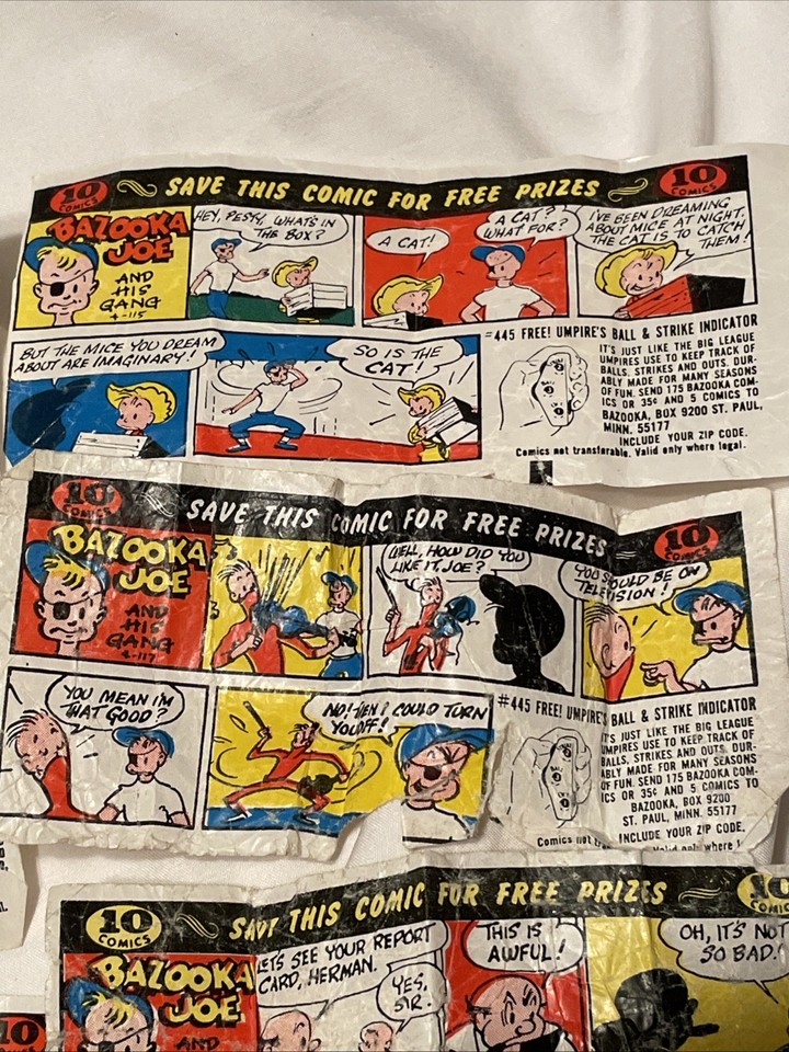 1958 Bazooka Joe Gum Comic Wrapper Dollar Size 11 Comics LOW GRADE Rare ...
