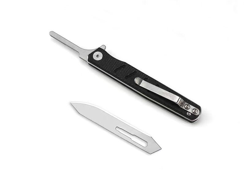 Pocket Folding Utility Knife Flax Handle Scalpel Blade Outdoor Keychain ...