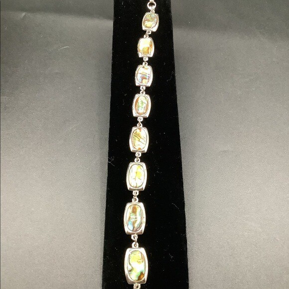 Silver tone Abalone Shell Insert bracelet | eBay