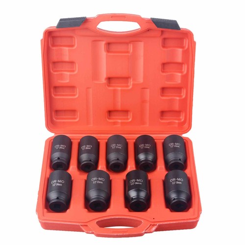 9pcs Deep Impact Socket Set 1/2" Drive Metric Axle Hub Nut Socket 29 ...