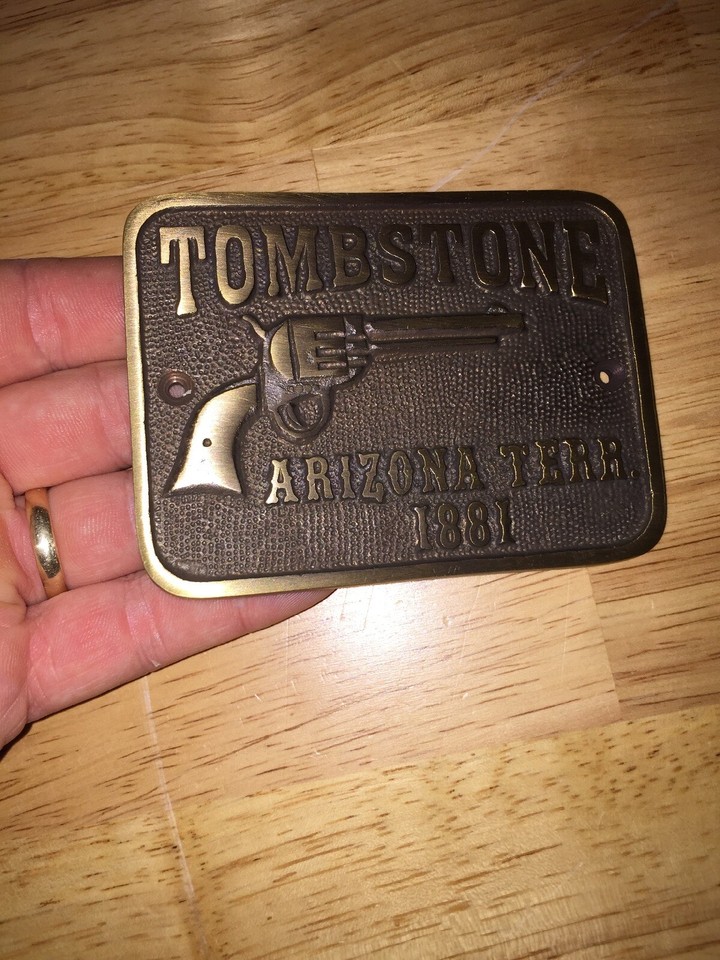 Tombstone Plaque Sign Police Brass Wyatt Earp Western Arizona Collector ...