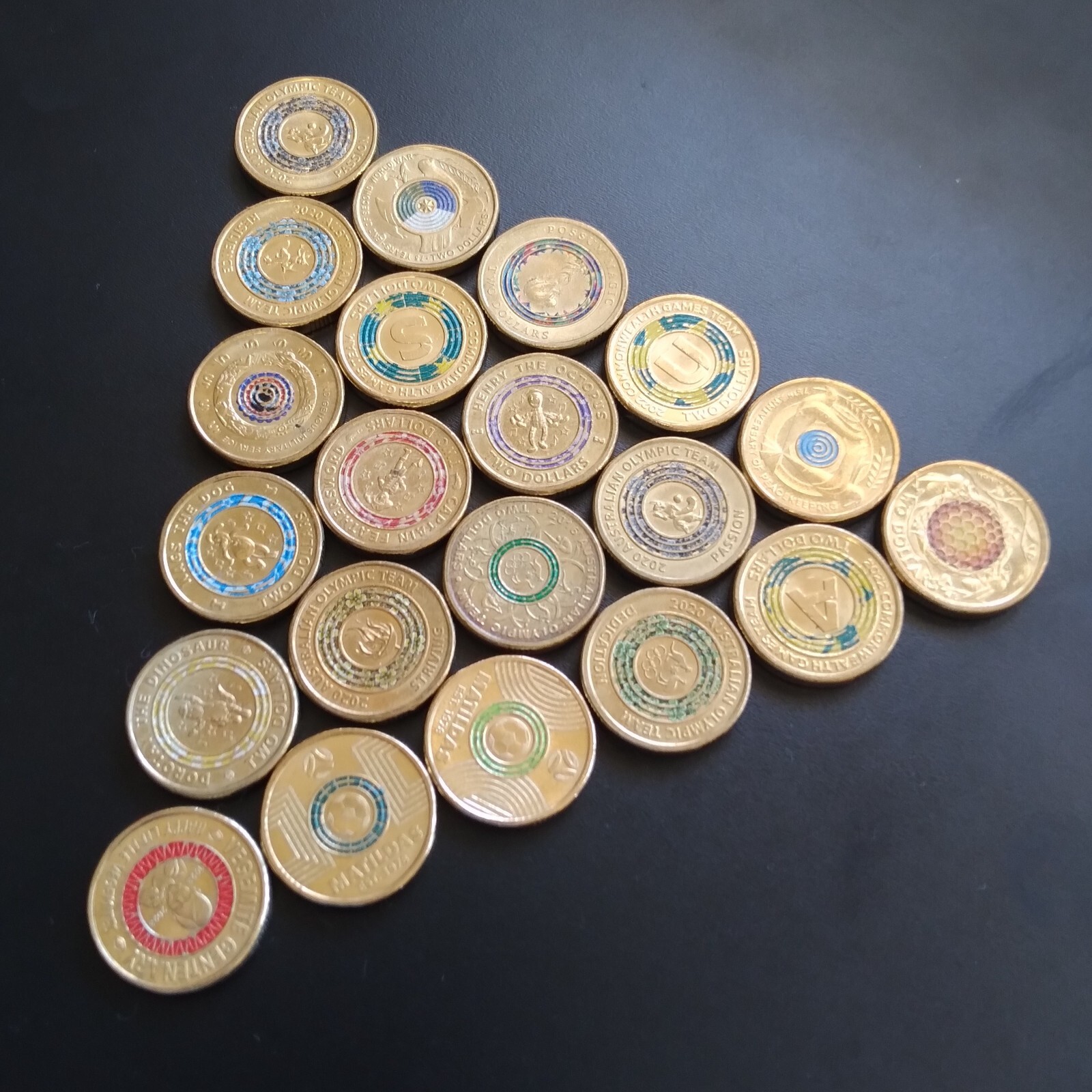 21 Different Australian Low Mintage $2 Dollar Coloured Coins A/Unc ...