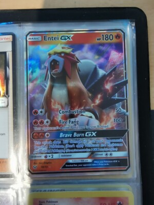 Entei GX 10/73 Ultra Rare Sun Moon SM Shining Legends Pokemon Card TCG ...