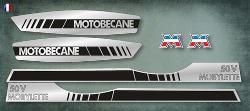 MOTOBÉCANE - kit stickers autocollants carter 50 V MOBYLETTE en argent ...
