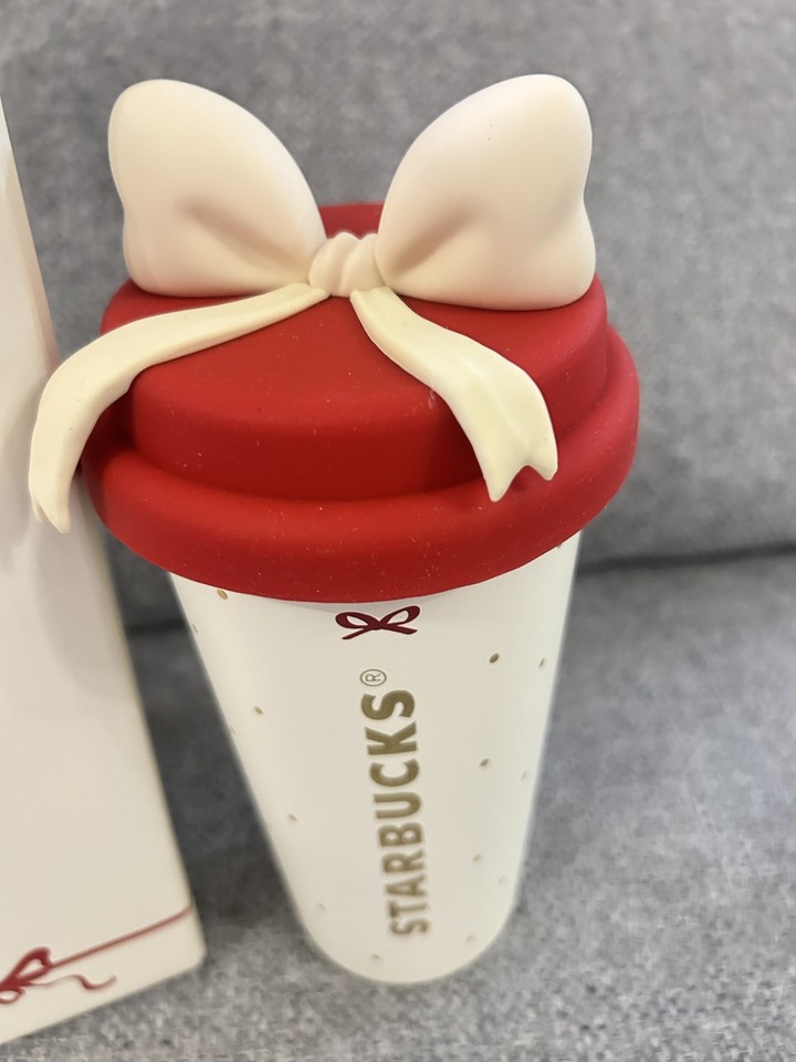 Starbucks 2025 China Christmas Cute ribbon valentines stainless cup ...