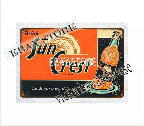Sun Crest soda pop soft drink metal tin sign bedroom room ideas | eBay